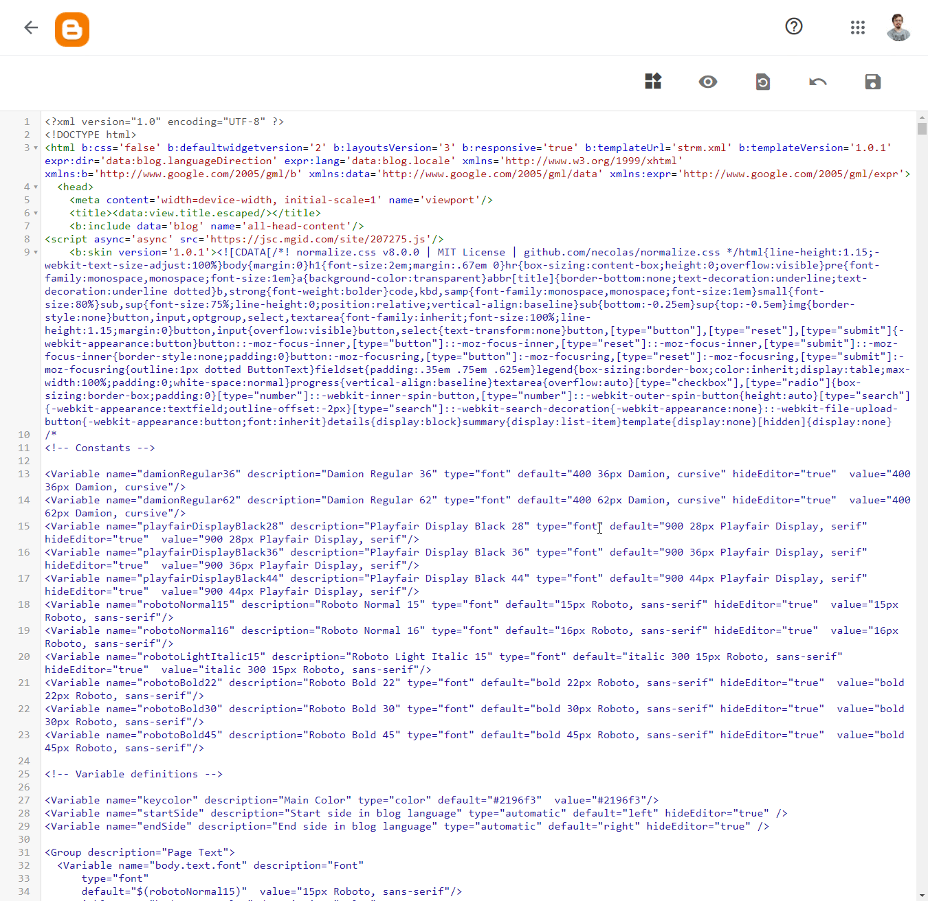 MGID Widget Code Installation on the Blogger Platform